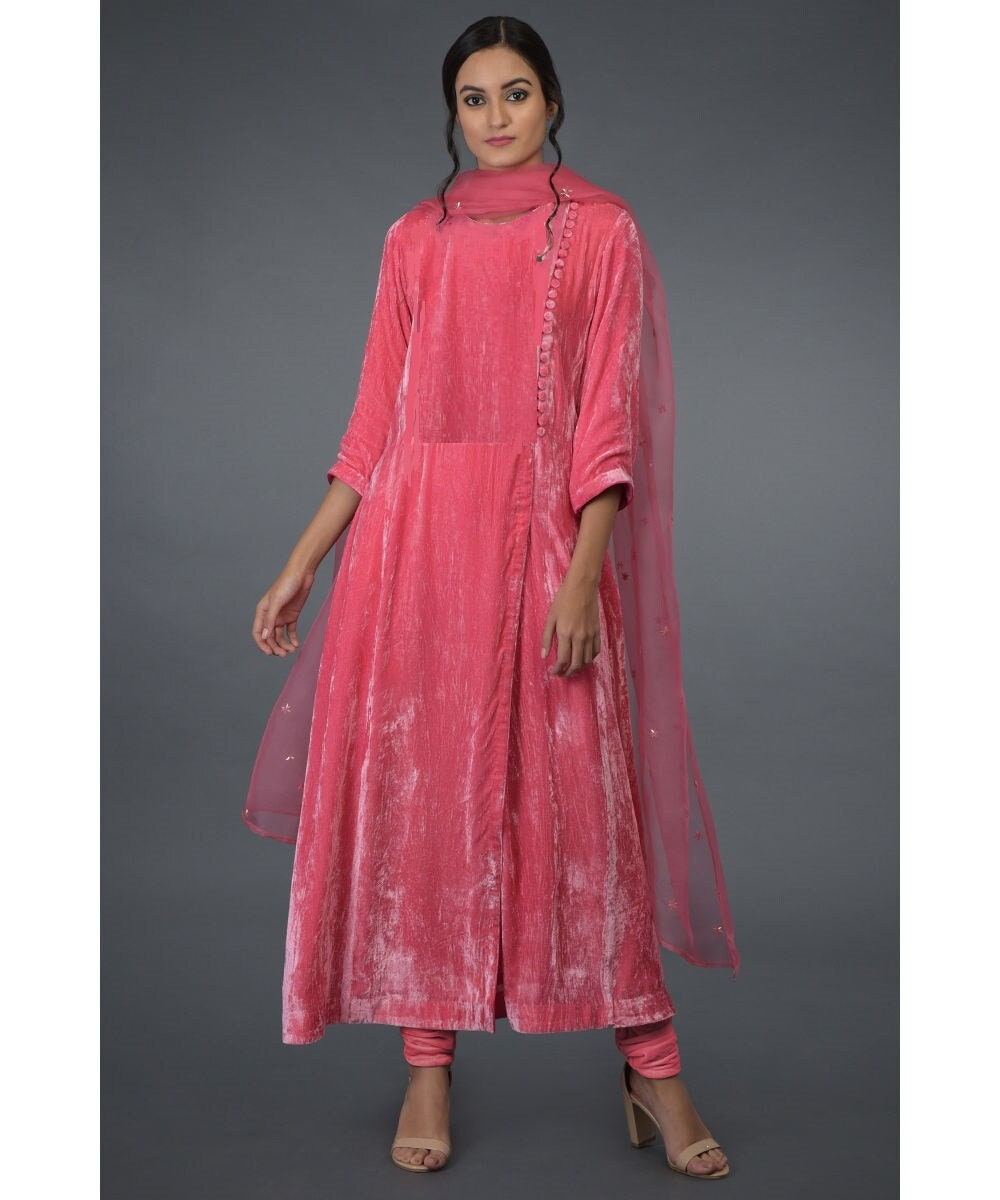 Christmas ,eid ,diwali Festive Winter Velvet Dresses Collection--pink ...