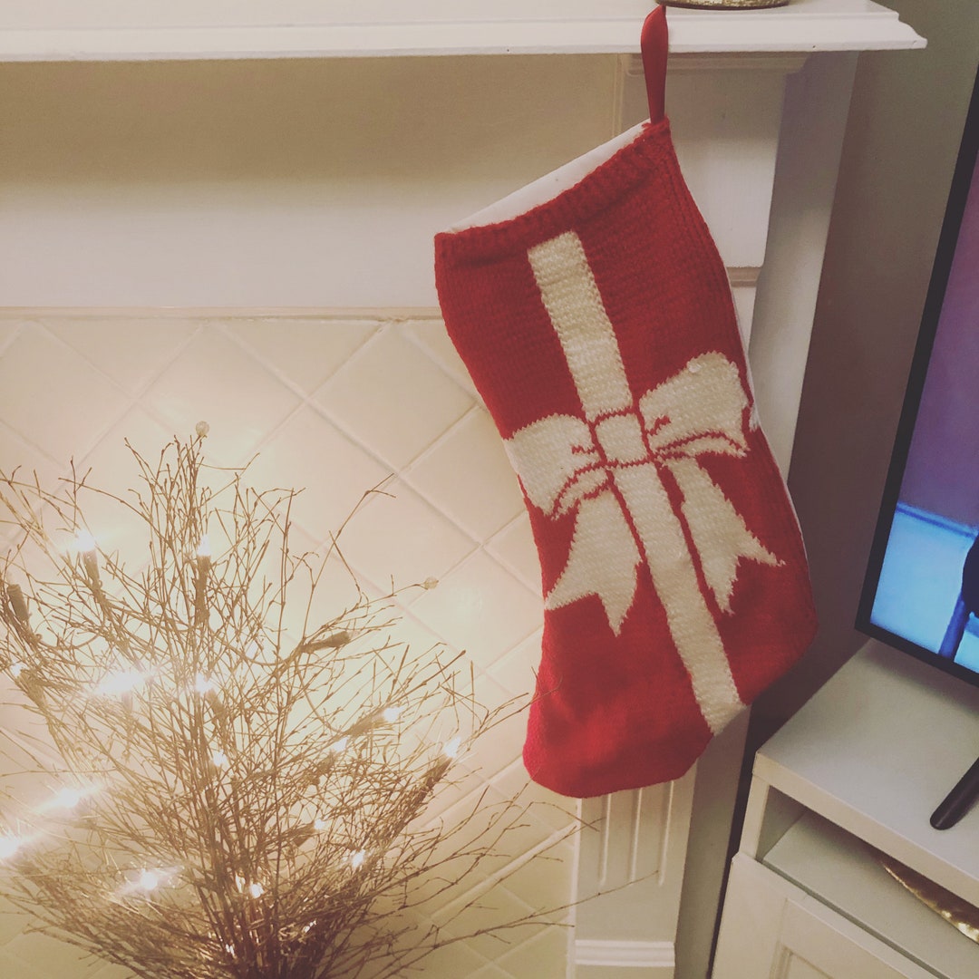 Calcetín navideño tejido a mano - Etsy España
