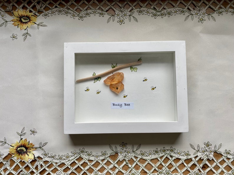 Sea Glass Pebble Art Pebble Art Bee Hive Gift for Her - Etsy