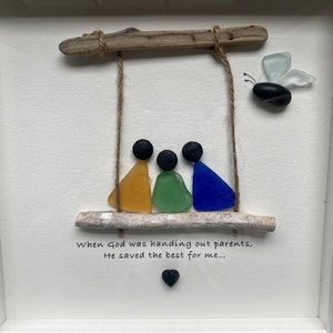 Sea Glass Pebble Art, Pebble Art Family, Gift for Parents, Family on ...