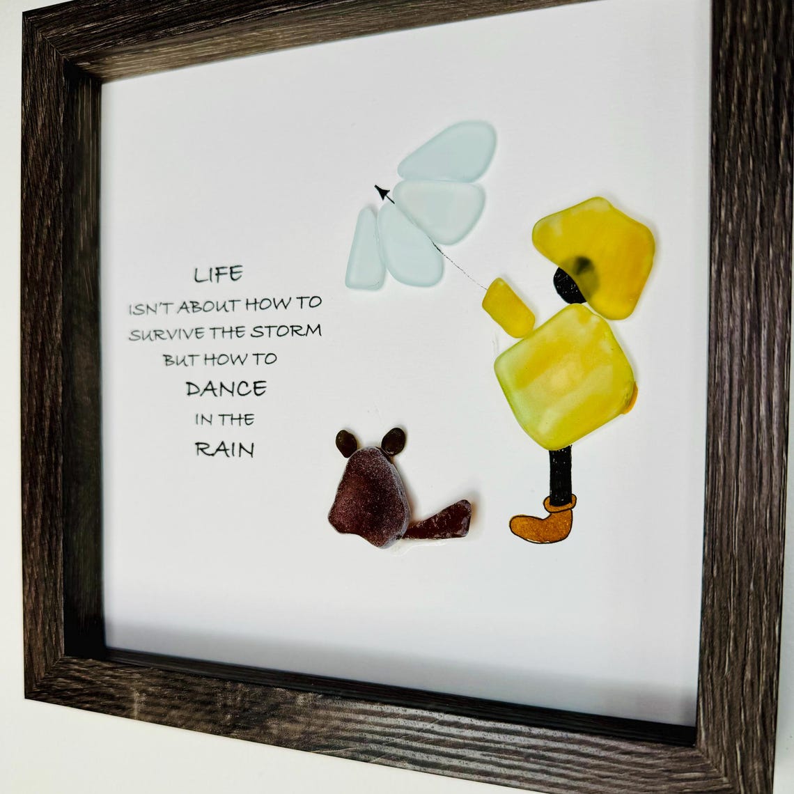 Sea Glass Pebble Art: Dance in the Rain Friendship Gift - Etsy