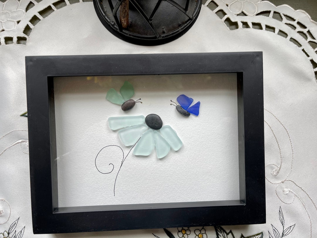 Sea Glass Pebble Art Pebble Art Flowers T For Her Friendship T Seaglass Picture