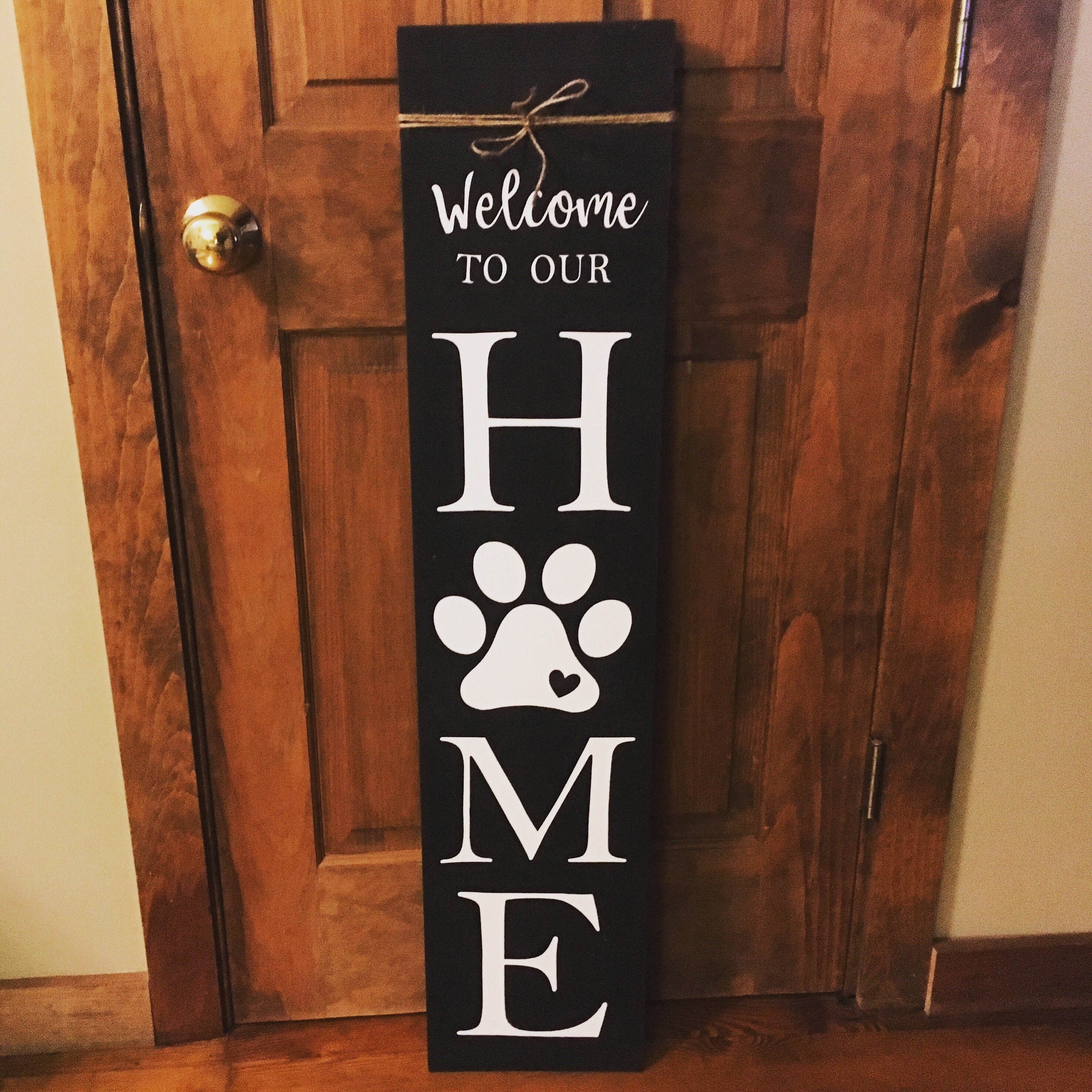 Welcome to Our Home Sign Wooden Welcome Sign Dog Print | Etsy