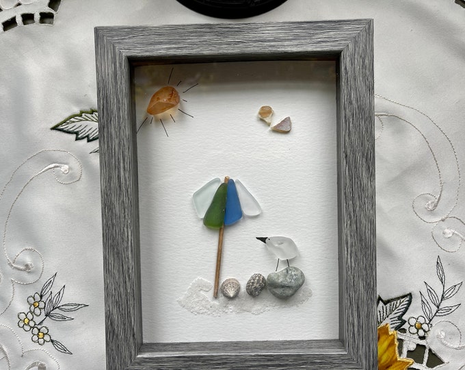 Sea Glass Pebble Art Pebble Art Beach Umbrella T For Her Etsy