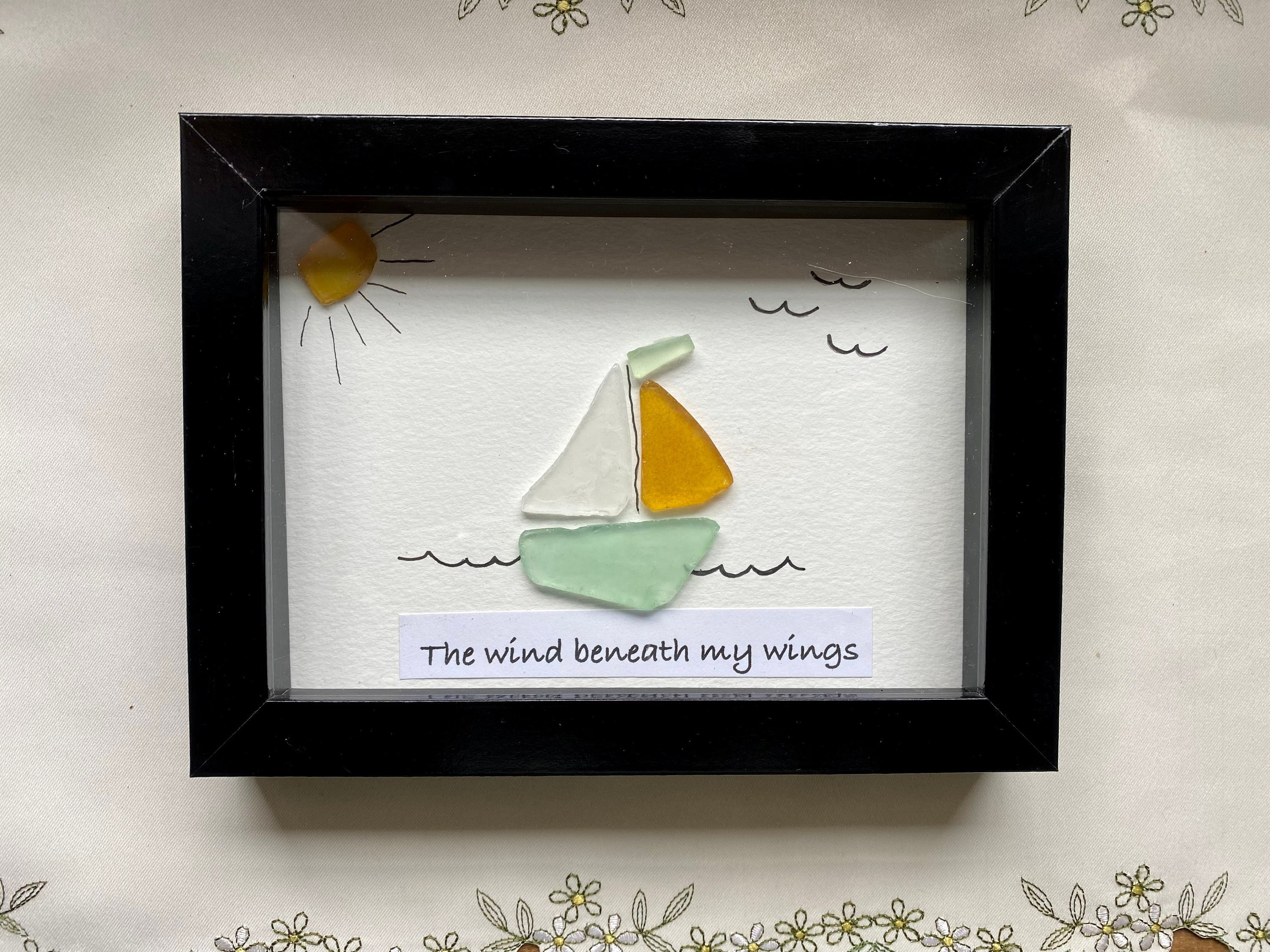 Sea Glass Pebble Art Pebble Art Sailboat Gift for Her - Etsy