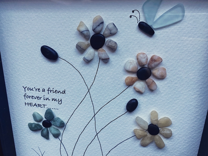 Sea Glass Pebble Art Pebble Art Flowers T For Her Etsy