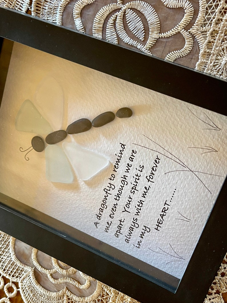 Sea Glass Pebble Art Pebble Art Dragon Fly Gift for Her - Etsy