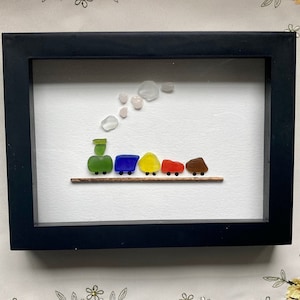 Sea Glass Pebble Art Train: Baby Boy Shower Gift, Playroom Decor - Etsy