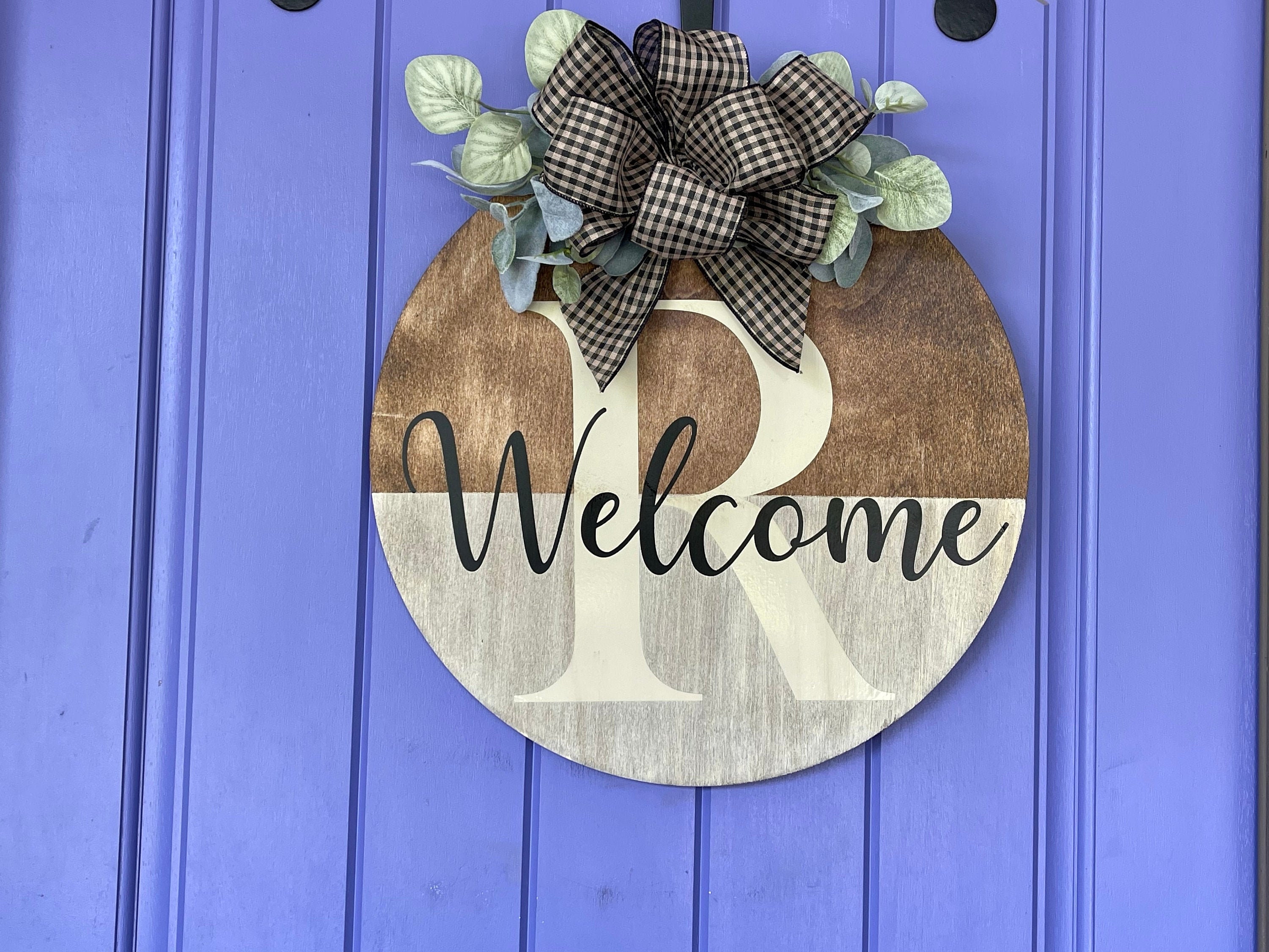 Front Door Décor Welcome Sign for Front Door Wooden Round - Etsy