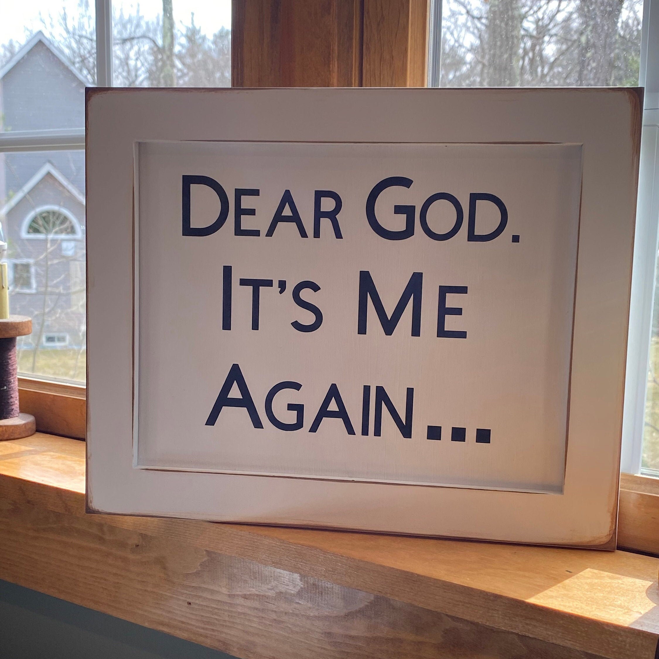 Dear God It's Me Again Wooden Sign with Prayer Bedroom | Etsy