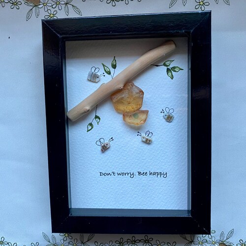Sea Glass Pebble Art Pebble Art Flowers T For Her Etsy