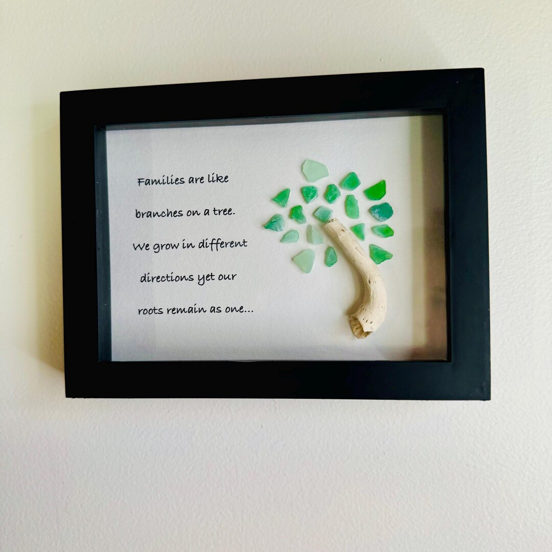 Sea Glass Pebble Art: Family Tree Framed Picture - Etsy