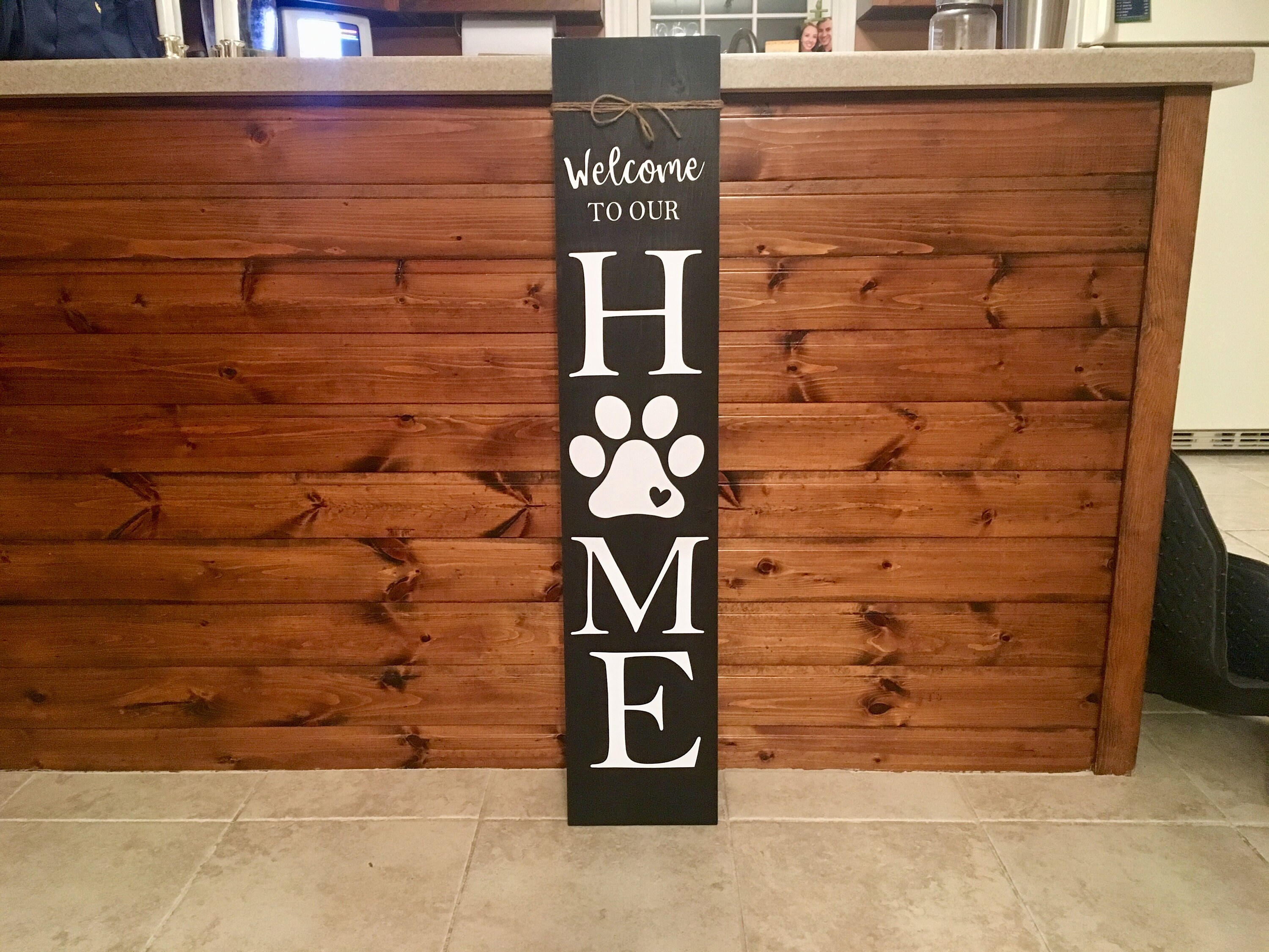 Welcome to Our Home Sign Wooden Welcome Sign Dog Print | Etsy