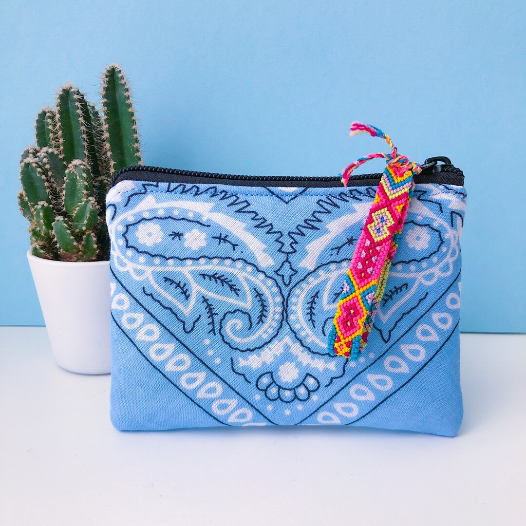 80s Coin Purse in SKY BLUE Bandana - Etsy