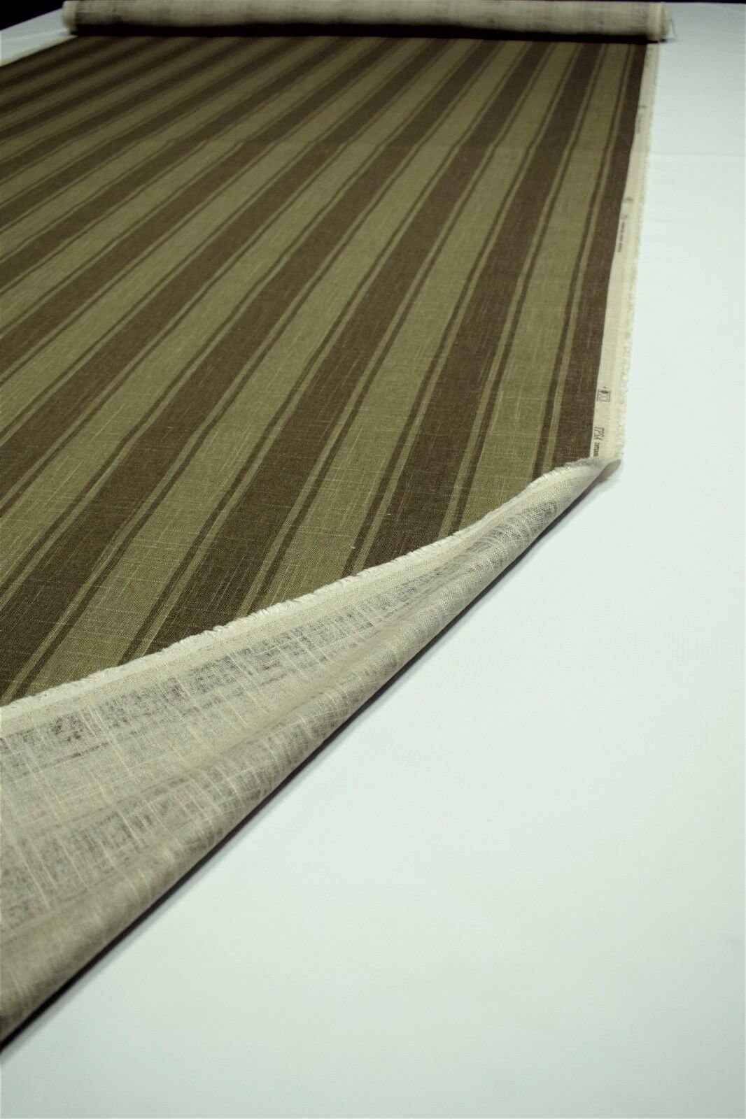 Brown Green Linen Striped Drapery Upholstery Fabric Stroheim Print ...