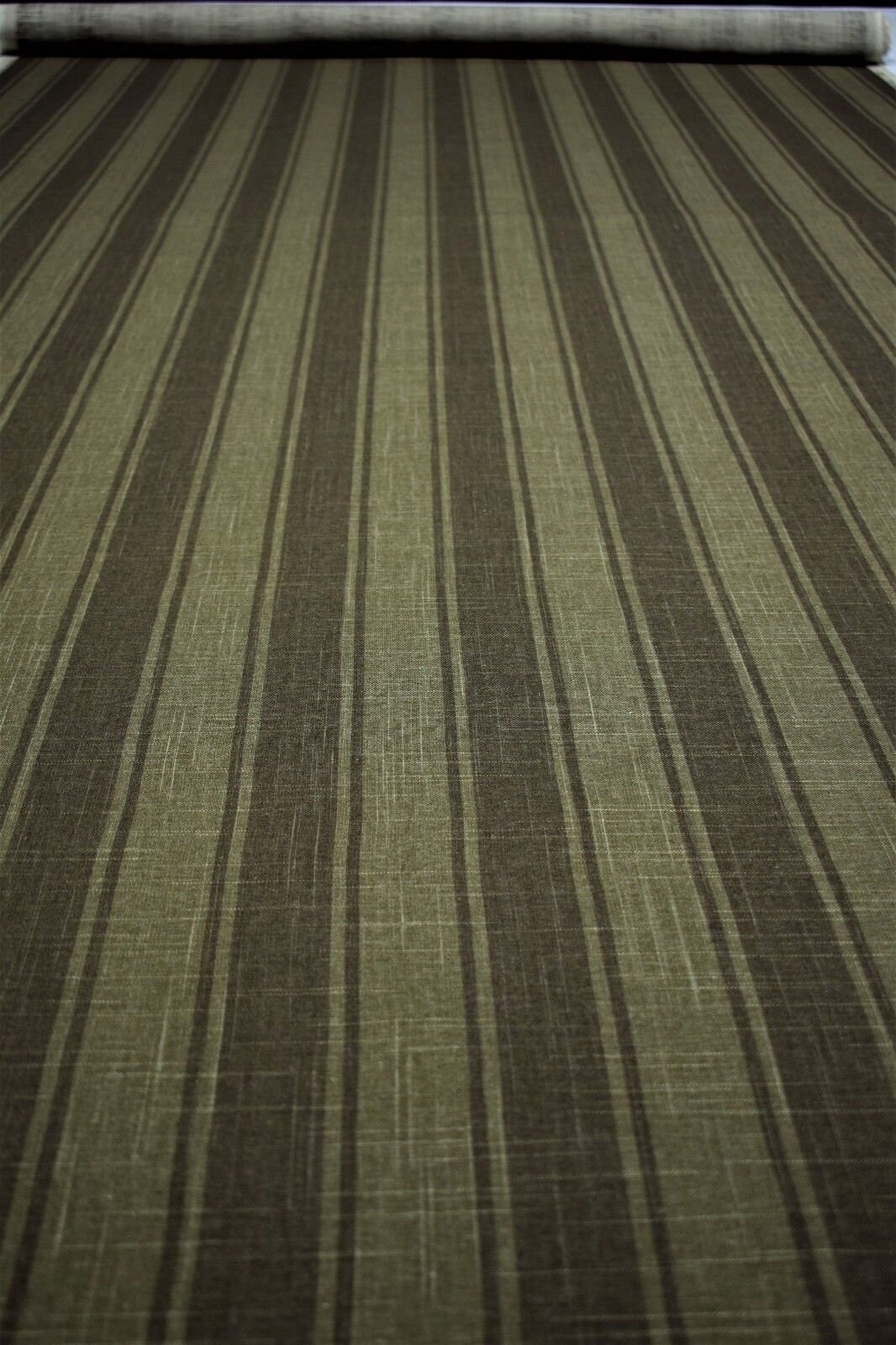 Brown Green Linen Striped Drapery Upholstery Fabric Stroheim Print ...