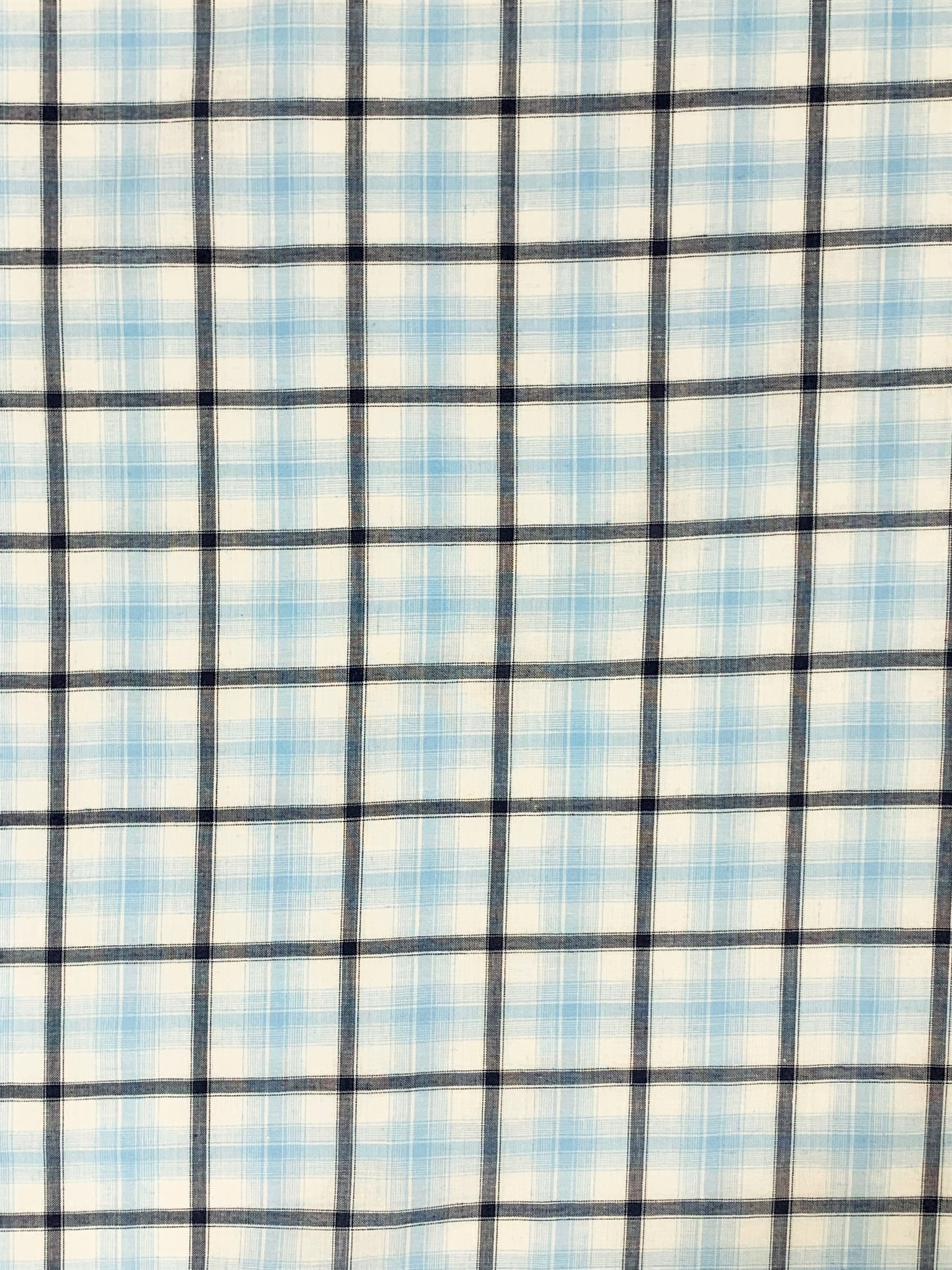 Light Blue Navy Plaid 100% Cotton Apparel Fabric By The Yard Great For ...