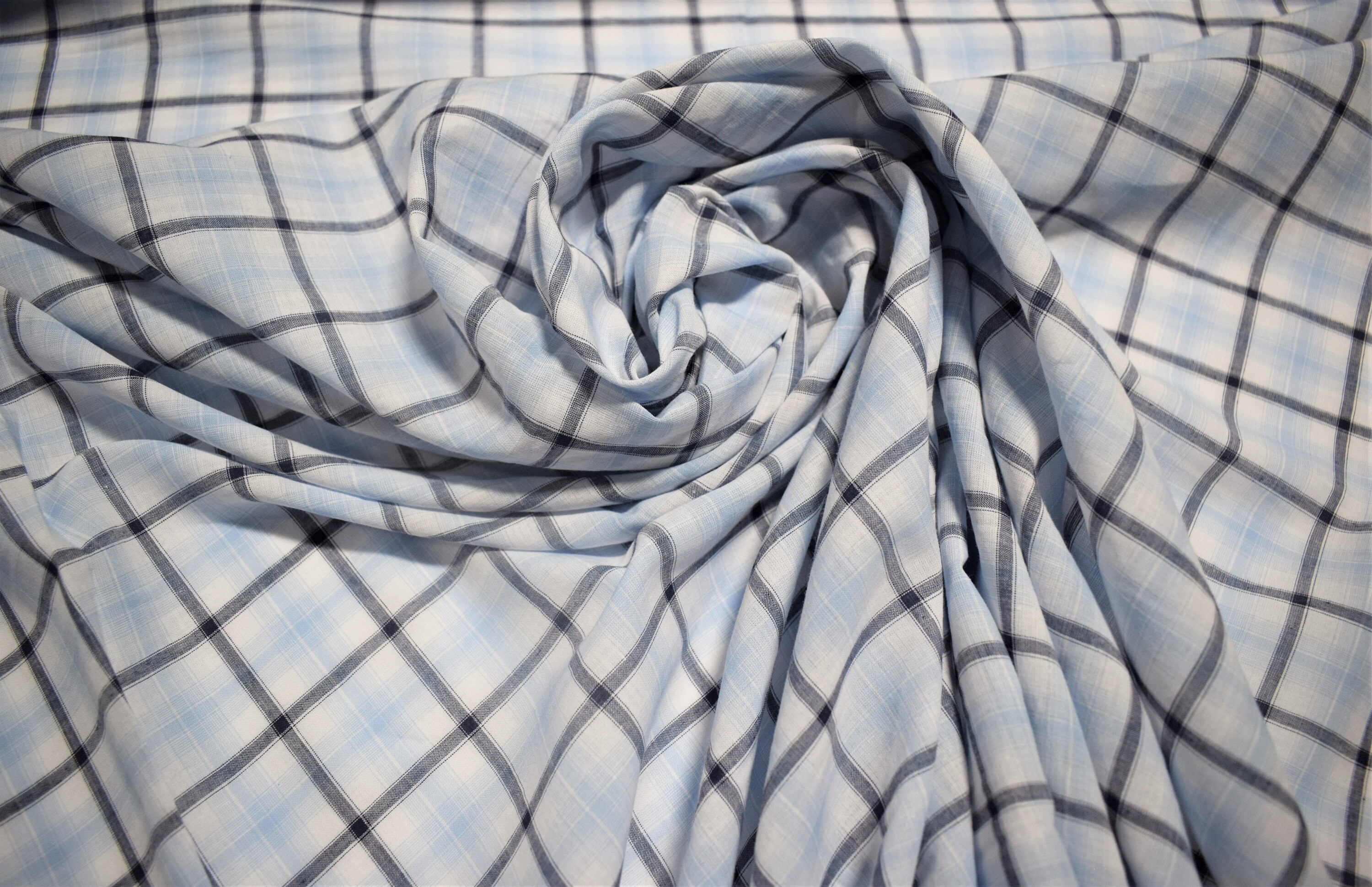 Light Blue Navy Plaid 100% Cotton Apparel Fabric By The Yard Great For ...