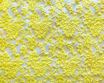 Yellow Lace Fabric | Etsy
