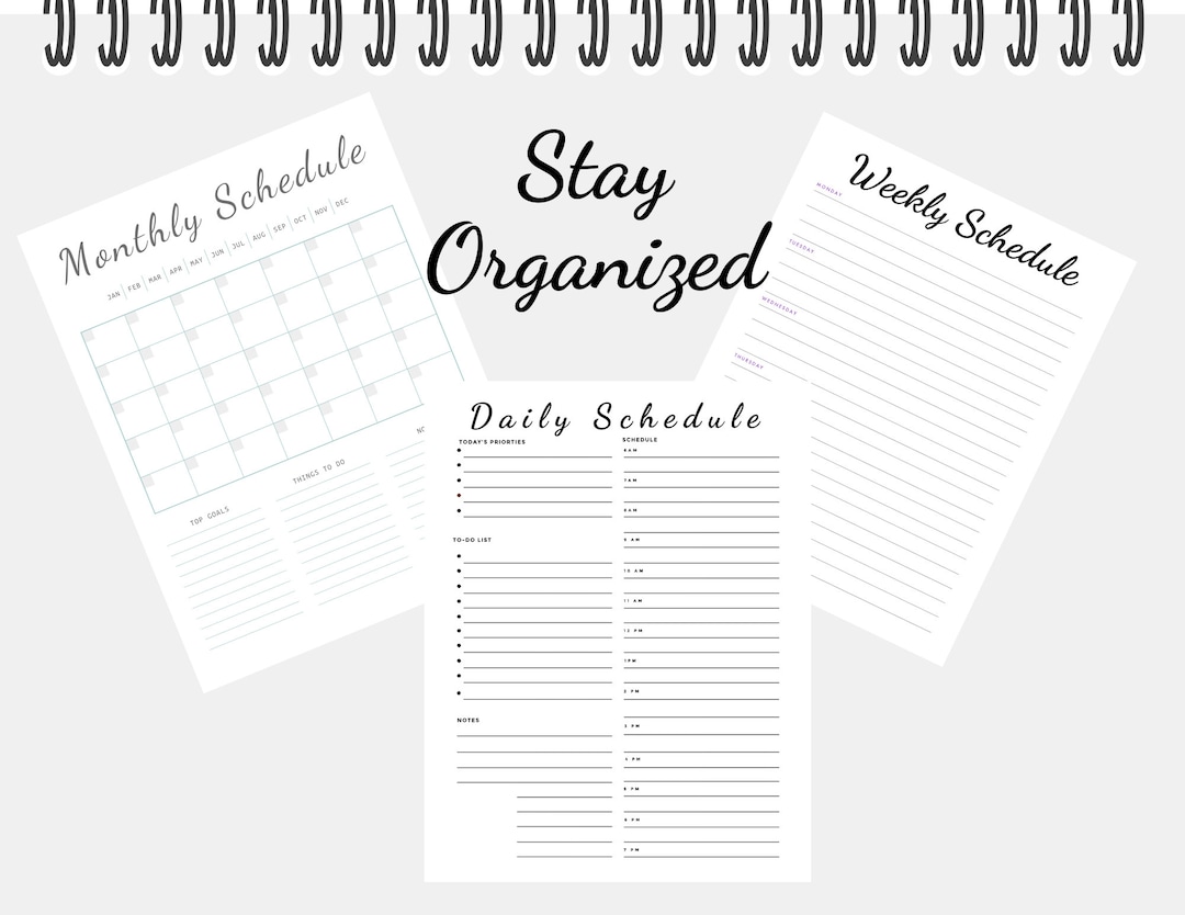 Stay Organized Print at Home Instant Download Monthly Planner Weekly ...