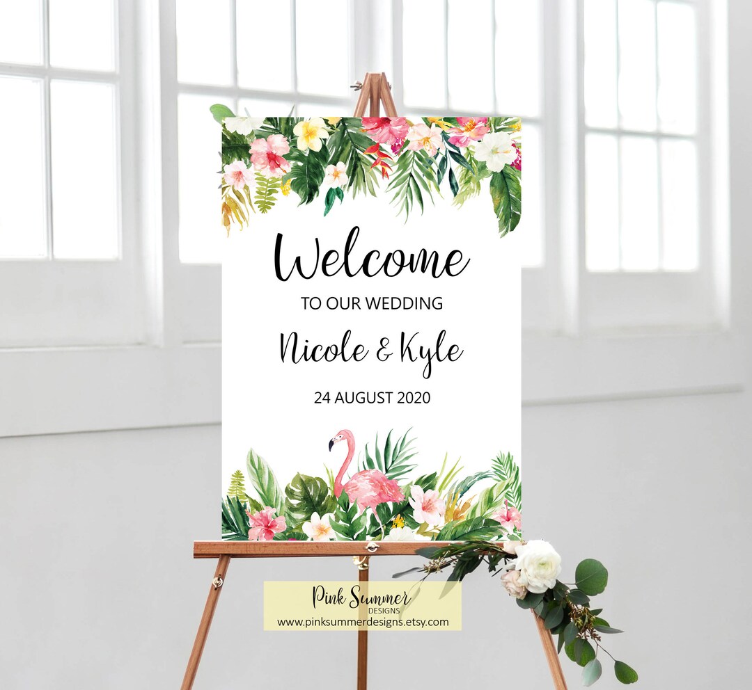Tropical Wedding Welcome Sign Printable Welcome Wedding Signs ...
