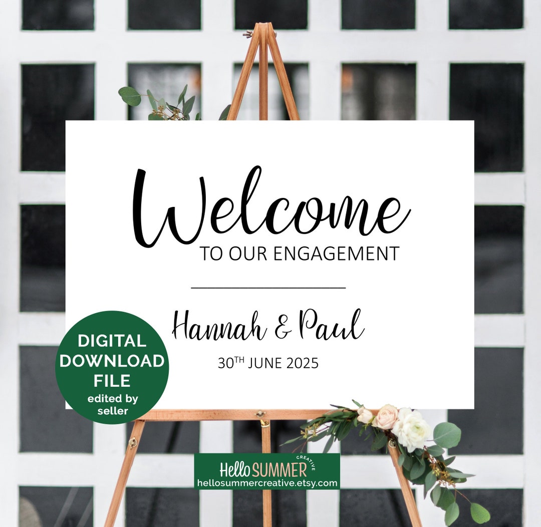 Modern Engagement Signs Printable Welcome Engagement Sign, Engagement ...