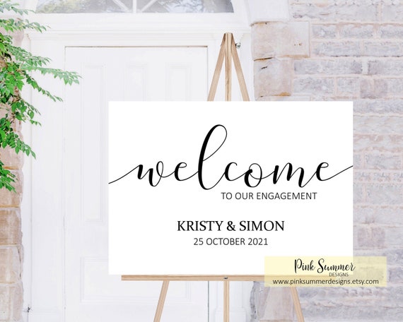 Modern Engagement Signs Printable Welcome Engagement Sign | Etsy