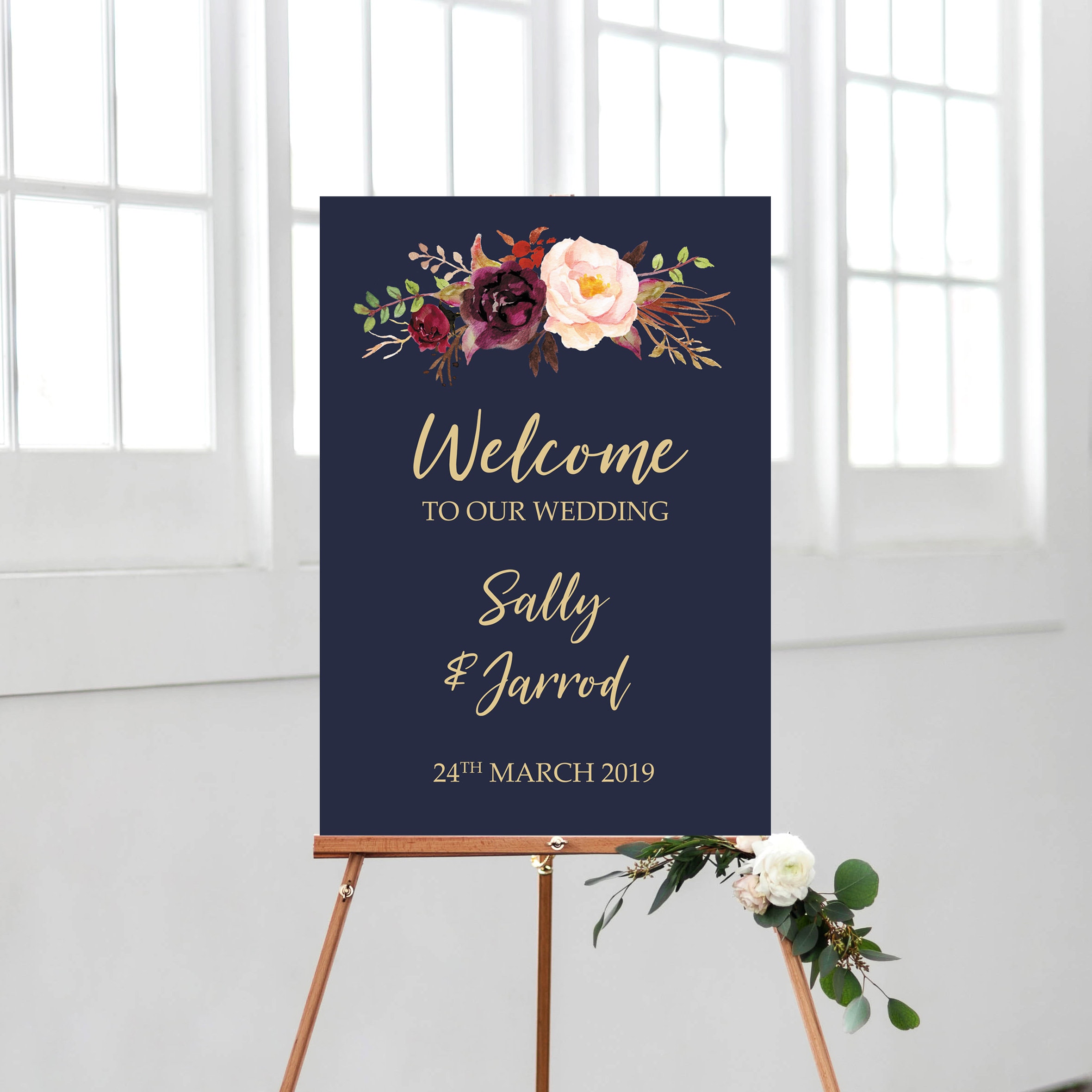 Navy Wedding Welcome Sign Printable Marsala Welcome Wedding - Etsy ...