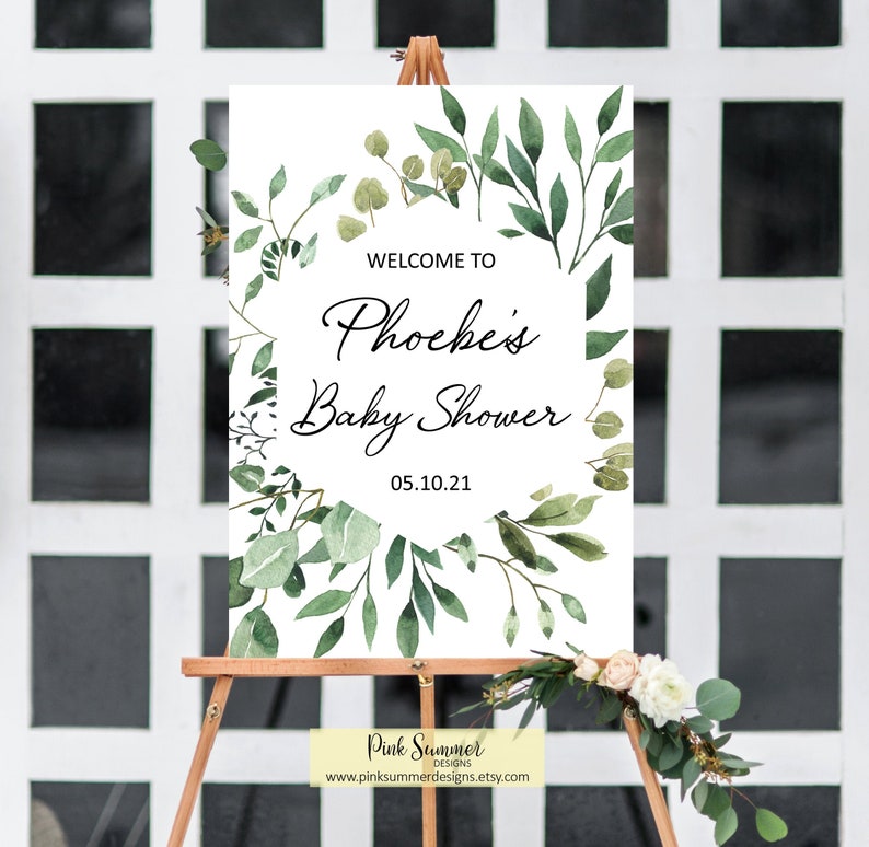 Greenery Baby Shower Welcome Sign Printable Welcome Baby - Etsy