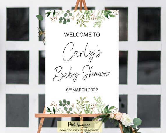 Greenery Baby Shower Welcome Sign Printable Welcome Baby | Etsy
