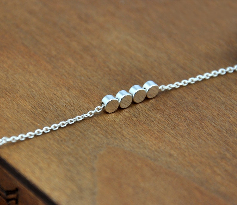 Silver Dot Necklace Simple Necklace Silver Circle Necklace | Etsy