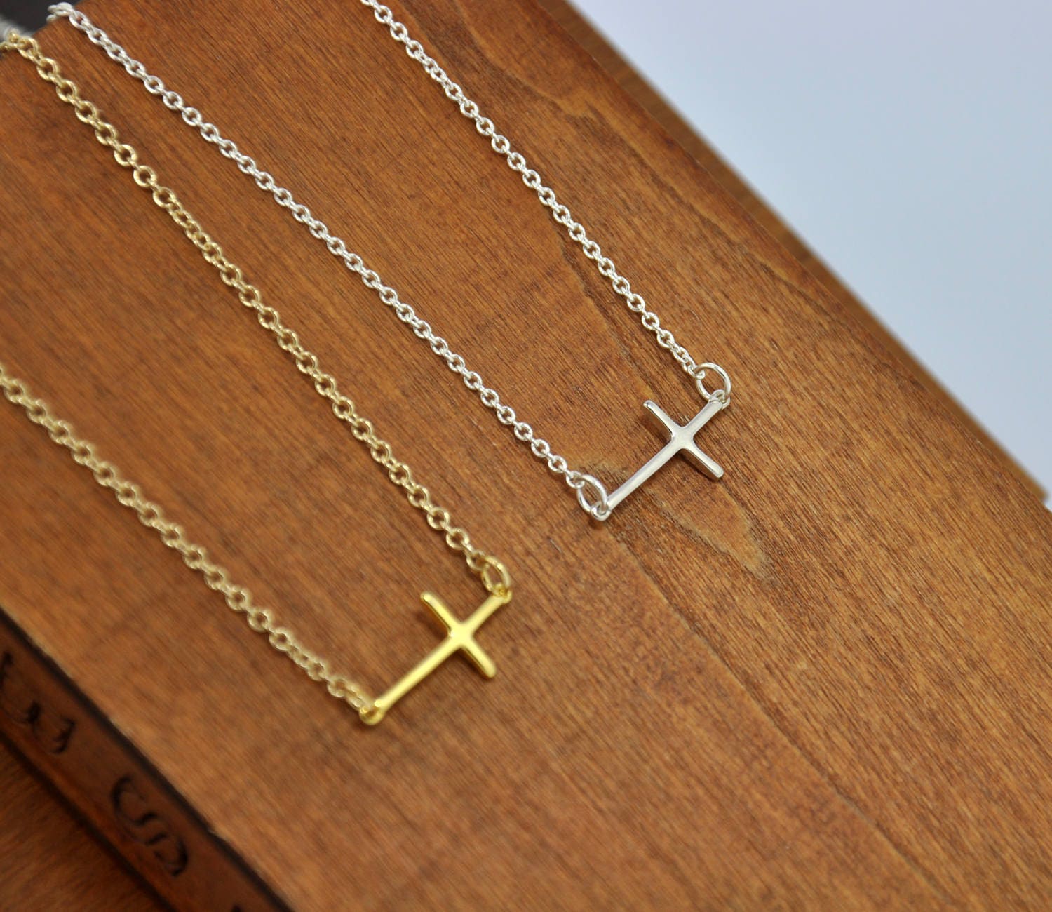 Cross Necklace Dainty Cross Necklace in Gold or Silver - Etsy