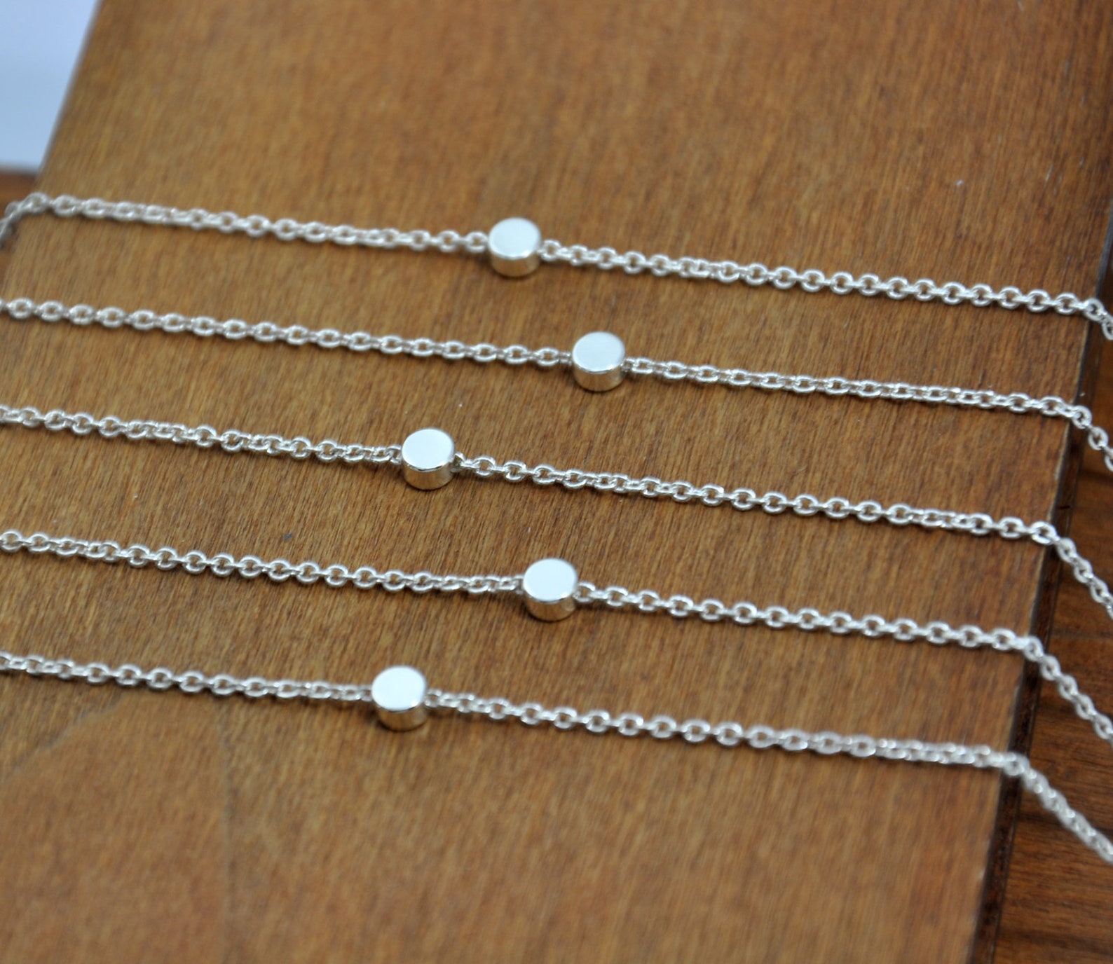Silver Dot Necklace, Simple Necklace, Silver Circle Necklace, Dainty ...