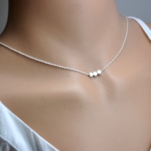 Silver Dot Necklace, Simple Necklace, Silver Circle Necklace, Dainty ...