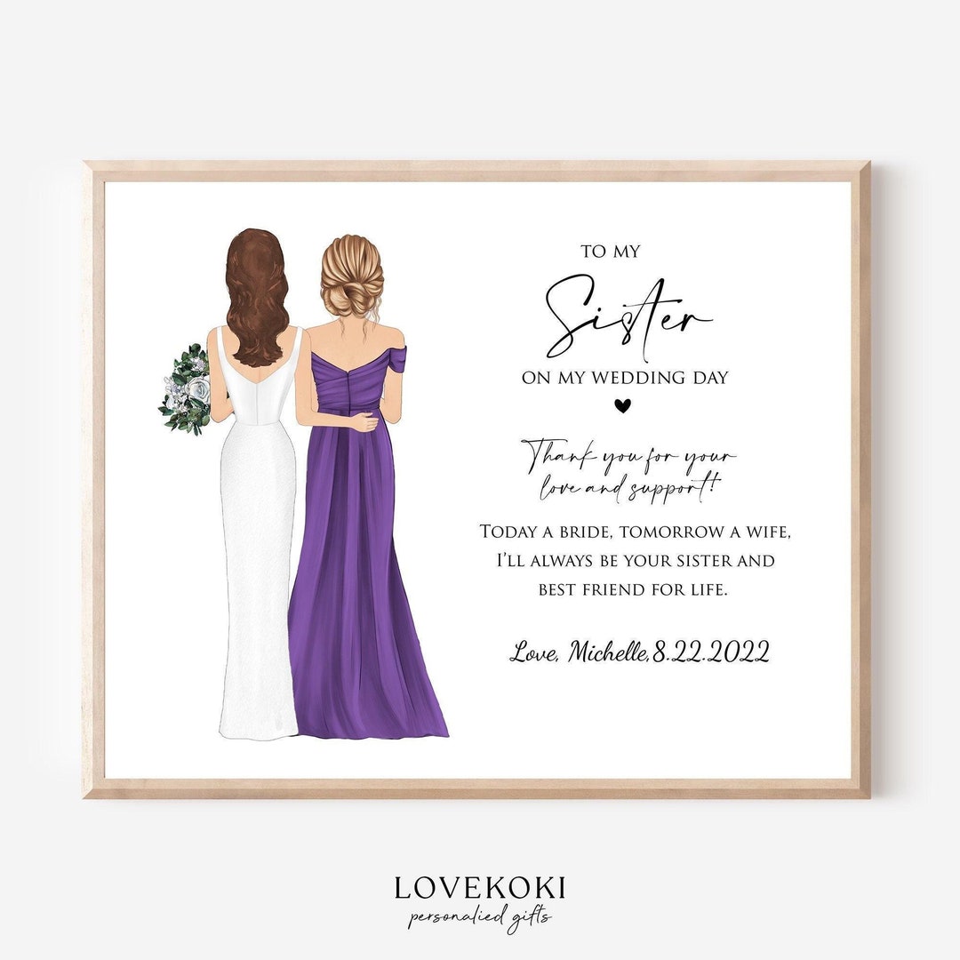 Sister of Bride Wedding Gift From Bride on Wedding Day, Custom Wedding ...