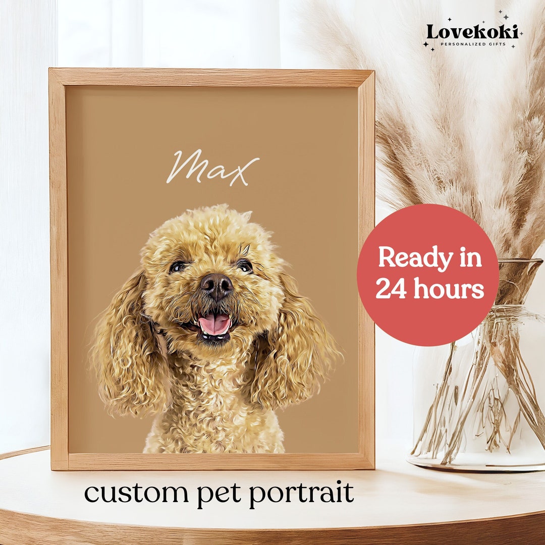 Custom Pet Portraits Drawing From Photo, Watercolor Pet Painting ...