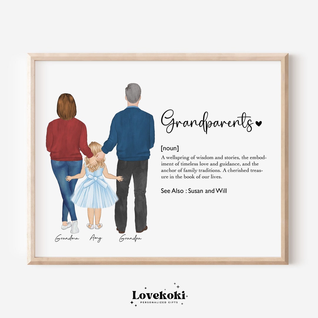 Grandparents Definition Wall Art, Personalized Mothers Day Gift for ...