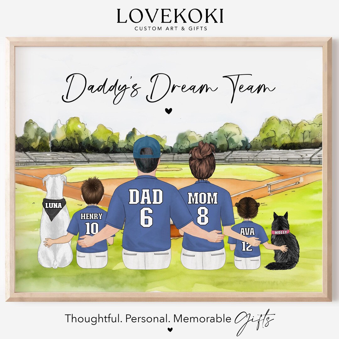 Daddys Dream Team Baseball Gift, Personalized Christmas Dad Gift From ...