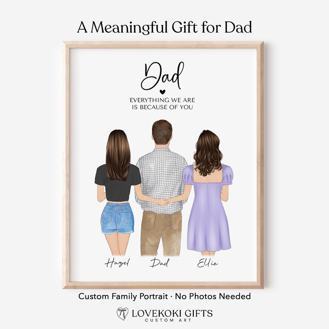 Custom Dad and Daughter Portrait, Personalized Gifts for Father ...