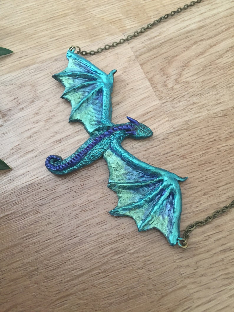 Turquoise Blue Dragon Pendant / Turquoise Dragon Necklace - Etsy