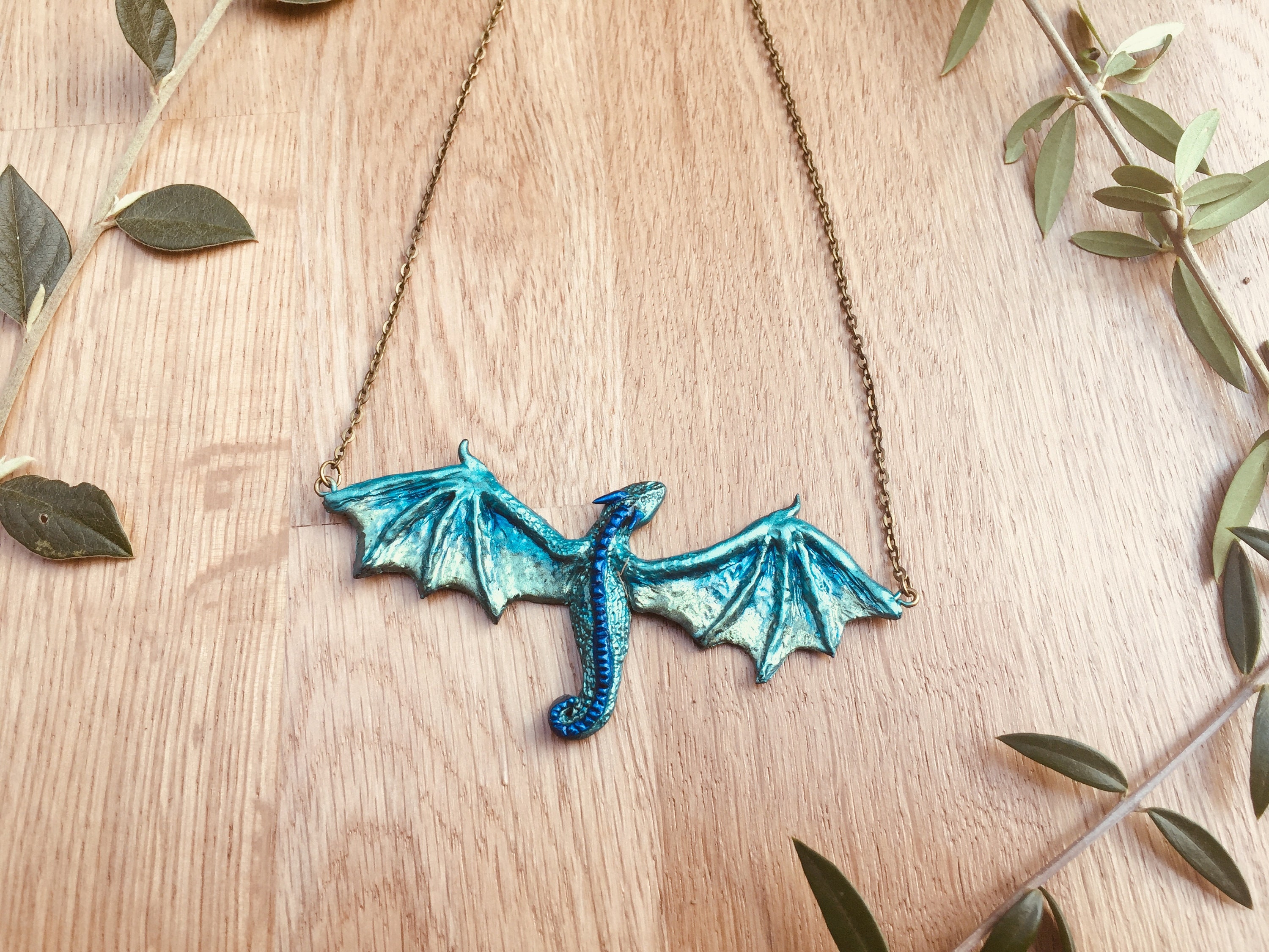 Turquoise Blue Dragon Pendant / Turquoise Dragon Necklace - Etsy