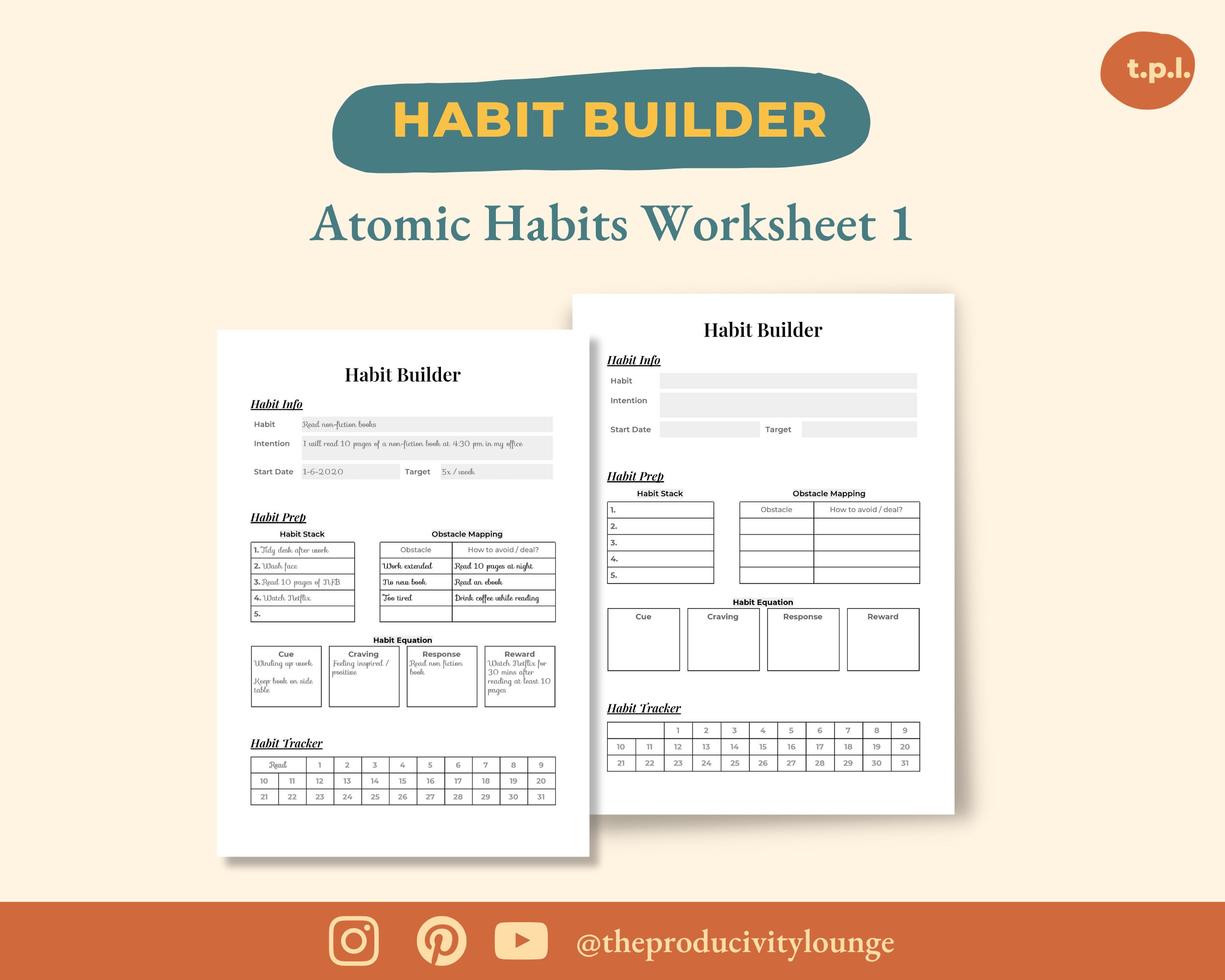 Atomic Habits Tracker Worksheets: Daily, Weekly, Yearly (printable PDF ...