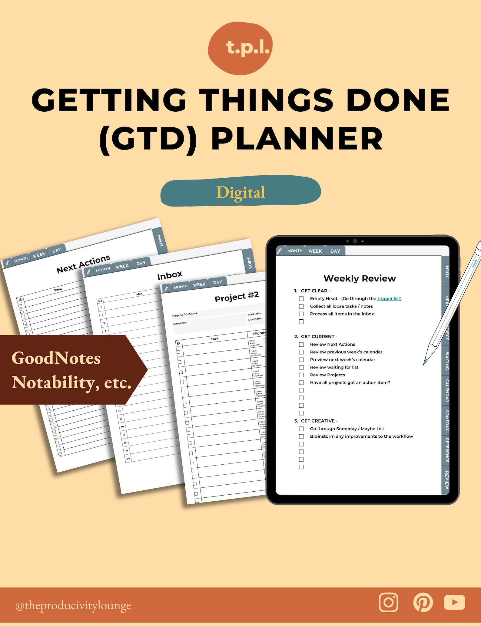 Getting Things Done Digital Planner for Ipad & Tablets GTD - Etsy UK