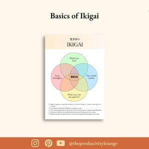 Ikigai Workbook - Career Planning Workbook, Ikigai Worksheet Bundle ...