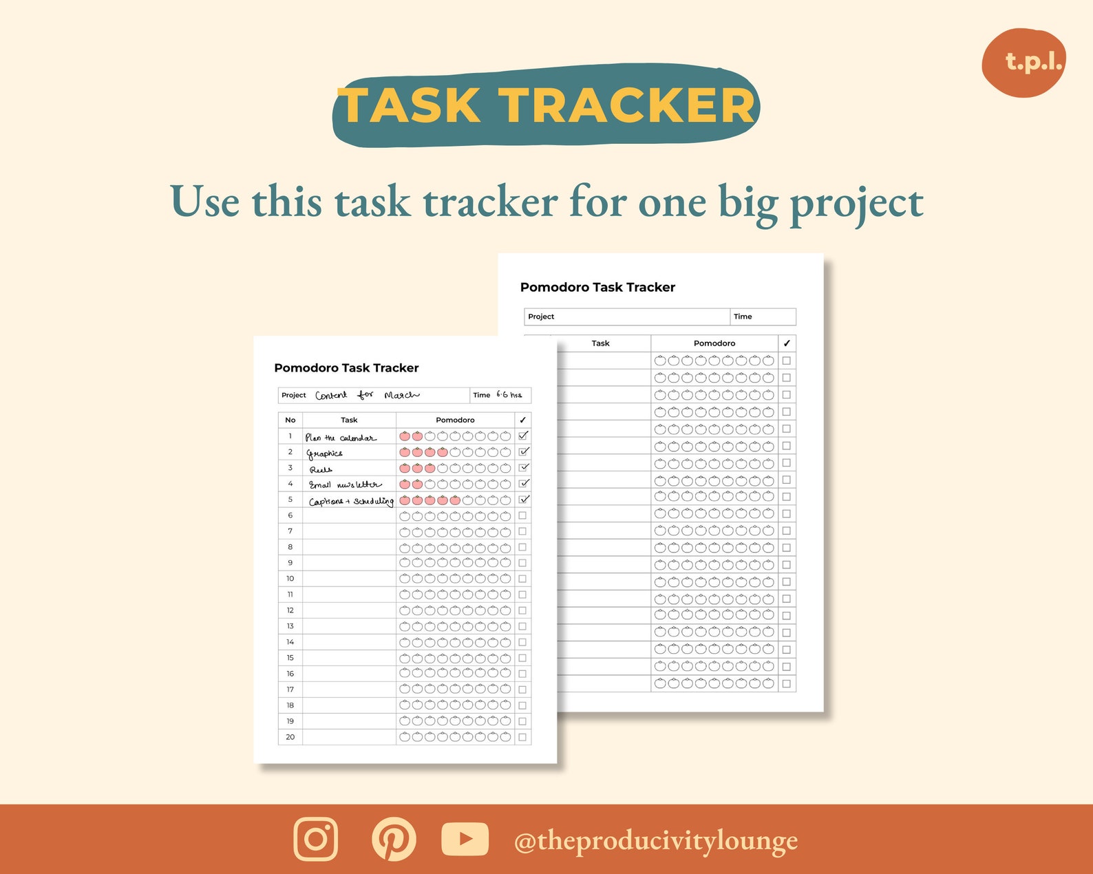 Pomodoro Tracker - Printable and Digital Planner, Time Management ...