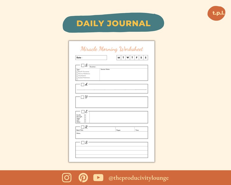 Miracle Morning Routine Planner - Miracle Morning Tracker, Life SAVERS ...