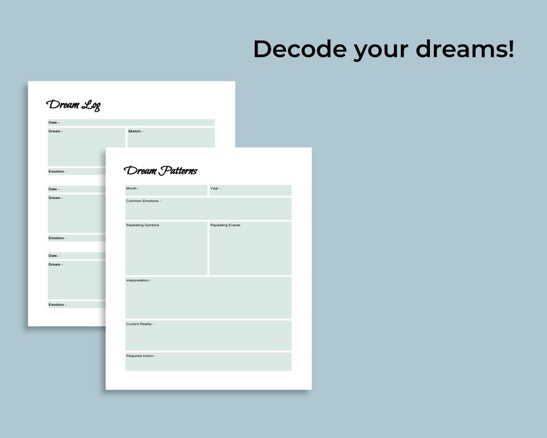 Sleep Journal Dream Journal Printable Sleep Tracker | Etsy