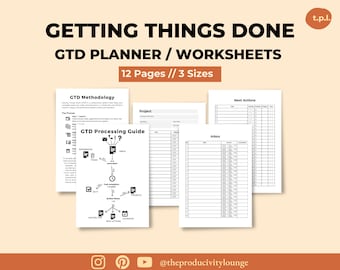 Getting Things Done Printable, Task Organizer, GTD Inbox, GTD Planner ...