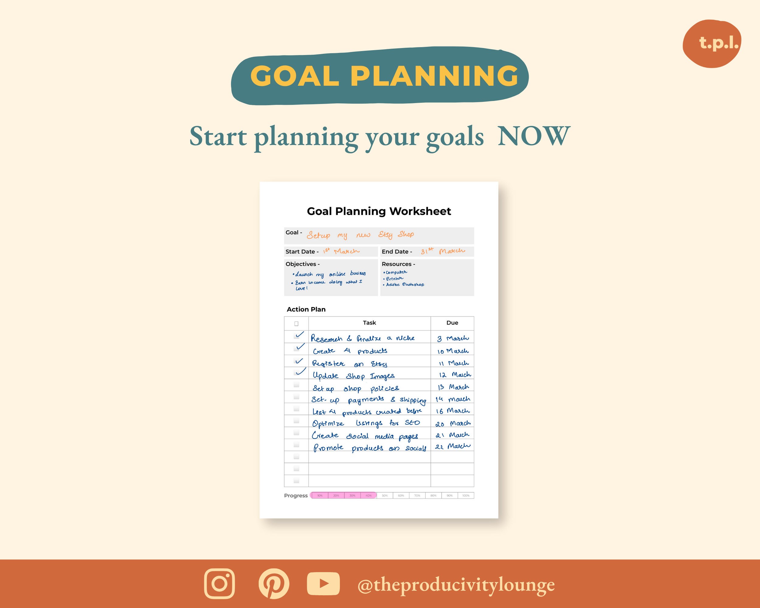 Goal Tracker Printable Planner Goal Setting Planner, Goal Progress ...