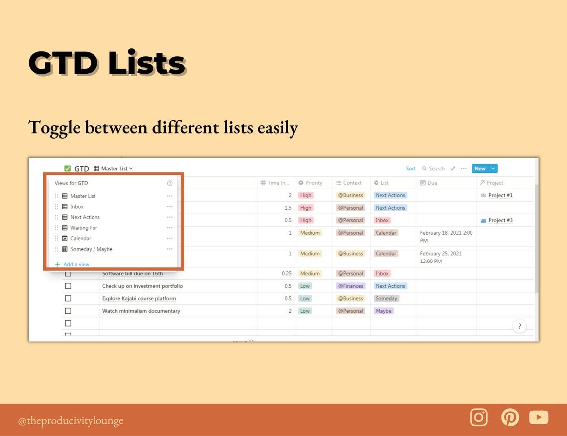 GTD Notion Template Getting Things Done GTD System GTD - Etsy
